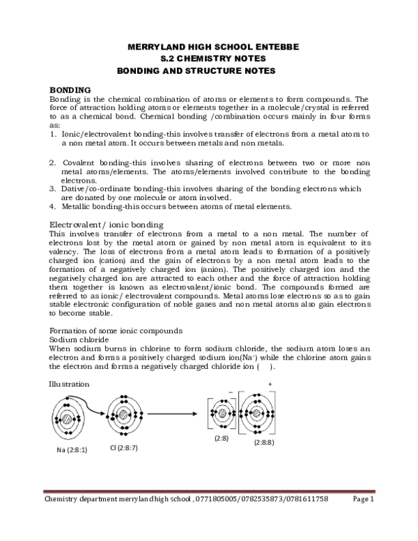 (PDF) S2 CHEMISTRY NOTES