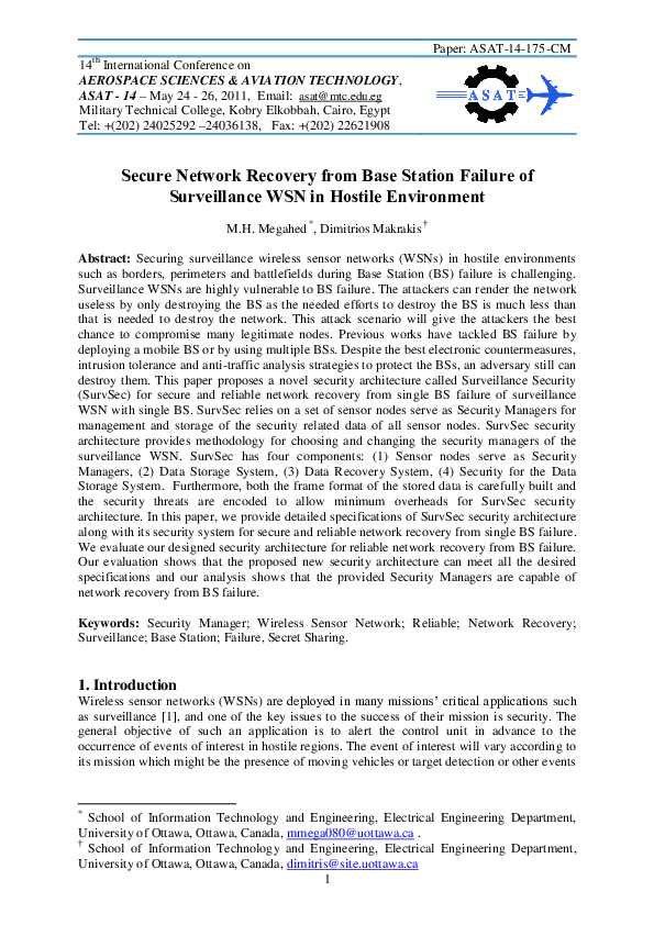 (PDF) Secure Network Recovery from Base Station Failure of Surveillance ...