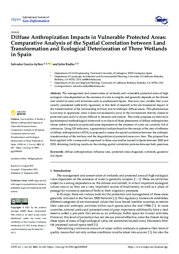 (PDF) Diffuse Anthropization Impacts in Vulnerable Protected Areas: Comparative Analysis of the ...