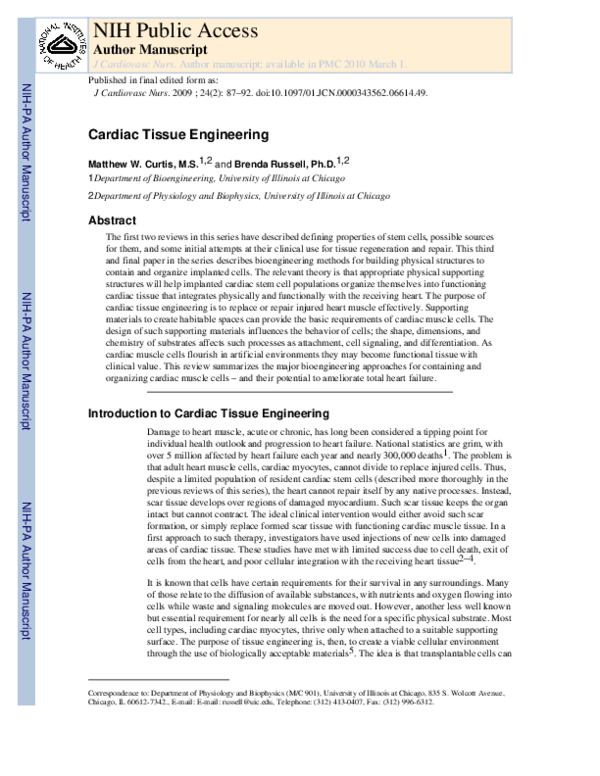 (PDF) Cardiac Tissue Engineering