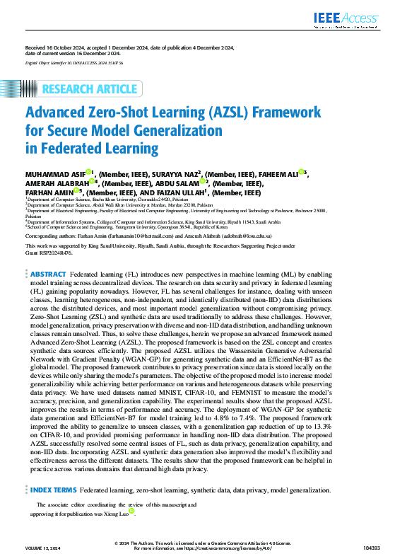 (PDF) Advanced Zero-Shot Learning AZSL Framework for Secure Model Generalization in Federated ...