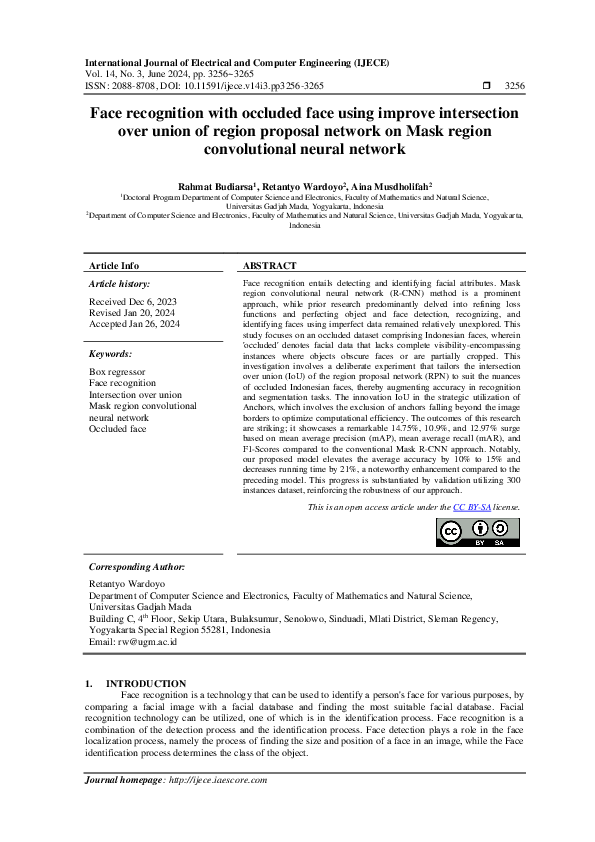 (PDF) Face recognition with occluded face using improve intersection over union of region ...