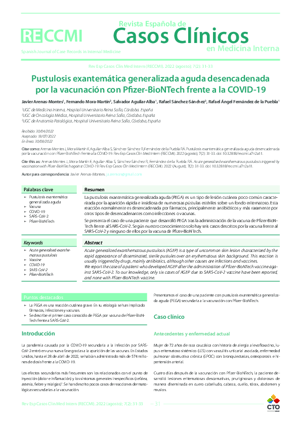(PDF) Pustulosis exantemática generalizada aguda desencadenada por la ...