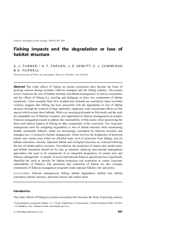 (PDF) Fishing impacts and the degradation or loss of habitat structure