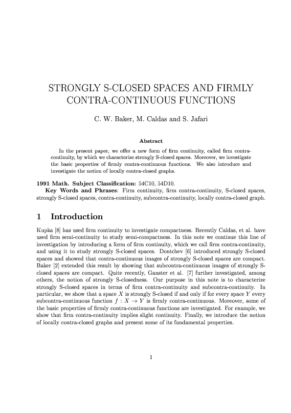 (PDF) Strongly S-Closed Spaces and Firmly Contra-Continuous Functions | Saeid Jafari - Academia.edu