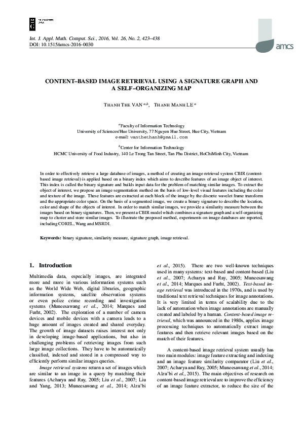 (PDF) Content-based image retrieval using a signature graph and a self-organizing map