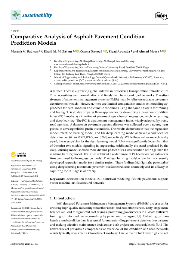 (PDF) Comparative Analysis of Asphalt Pavement Condition Prediction Models