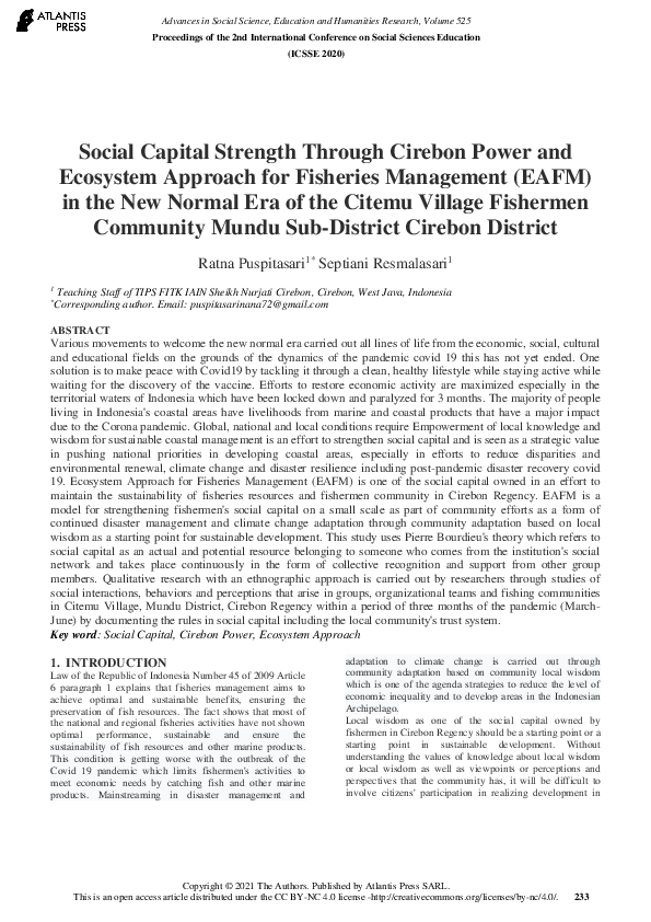 (PDF) Social Capital Strength Through Cirebon Power and Ecosystem ...