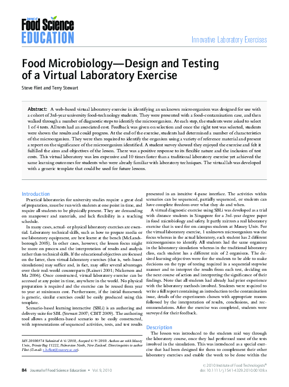 (PDF) Food Microbiology—Design and Testing of a Virtual Laboratory Exercise