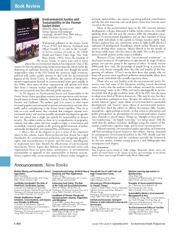 (PDF) Environmental Justice and Sustainability in the Former Soviet Union