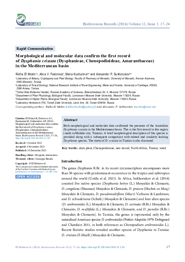 (PDF) Morphological and molecular data confirm the first record of ...