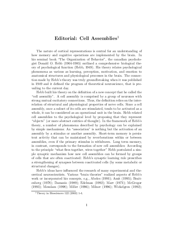 (PDF) Editorial: Cell Assemblies
