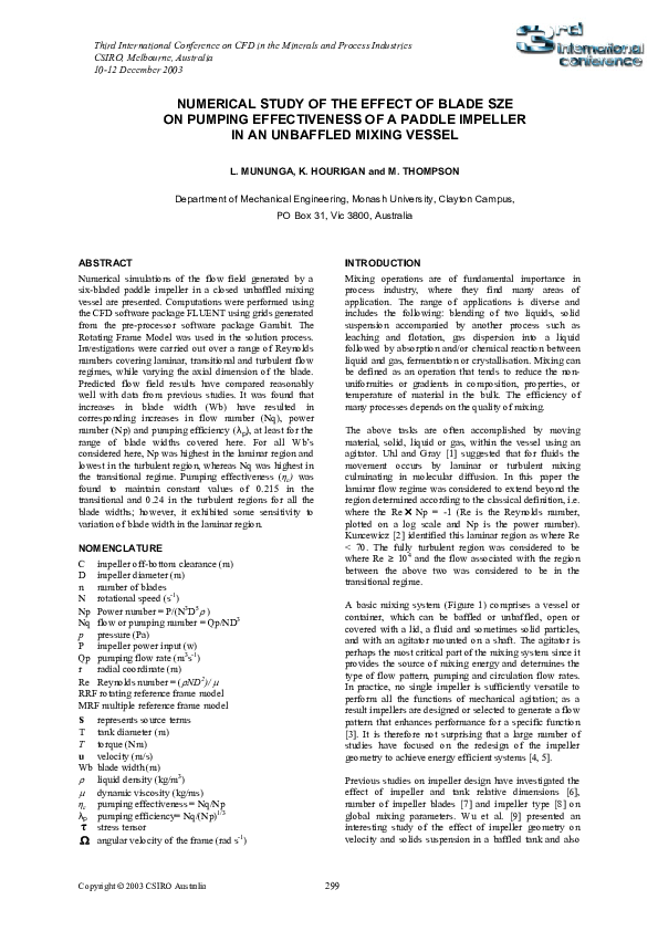 (PDF) Numerical study of the effect of blade sze on pumping ...