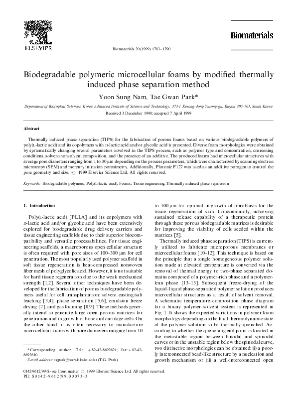 (PDF) Biodegradable polymeric microcellular foams by modified thermally ...