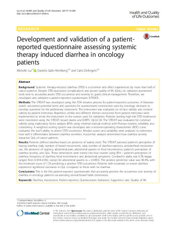 (PDF) Development and validation of a patient-reported questionnaire assessing systemic therapy ...