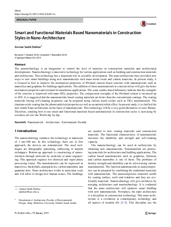 (PDF) Smart and Functional Materials Based Nanomaterials in ...