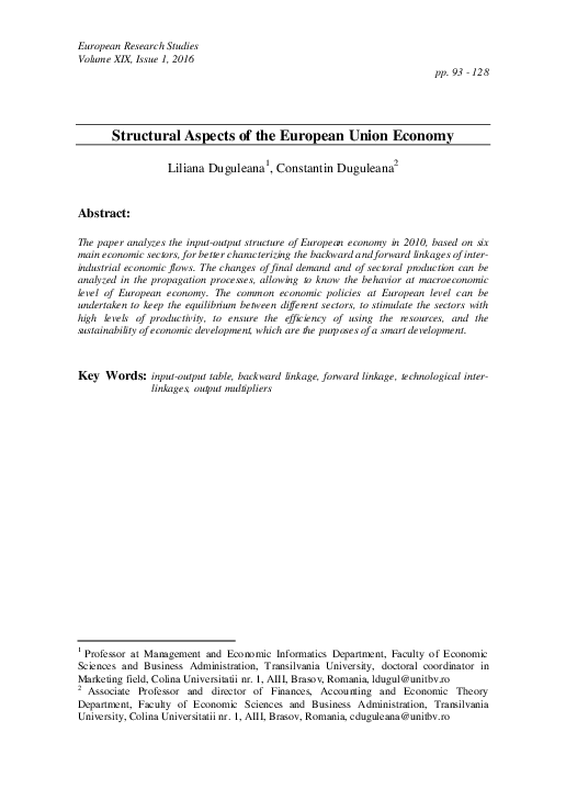 (PDF) Structural Aspects of the European Union Economy