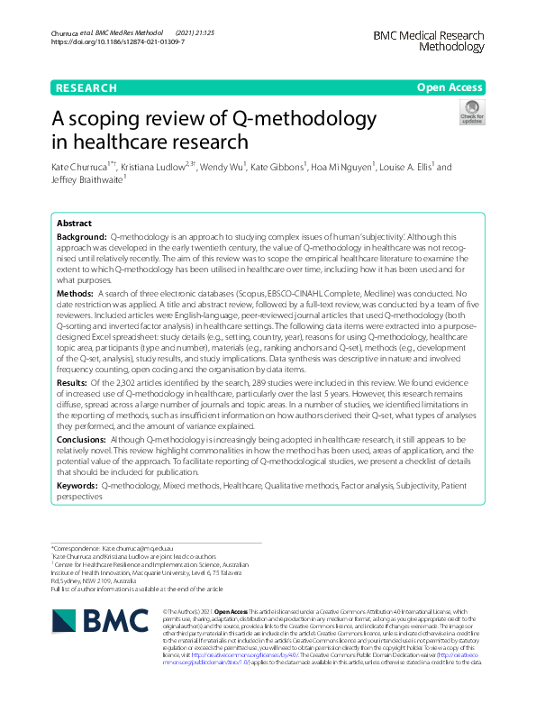 (PDF) A scoping review of Q-methodology in healthcare research | Hoa ...