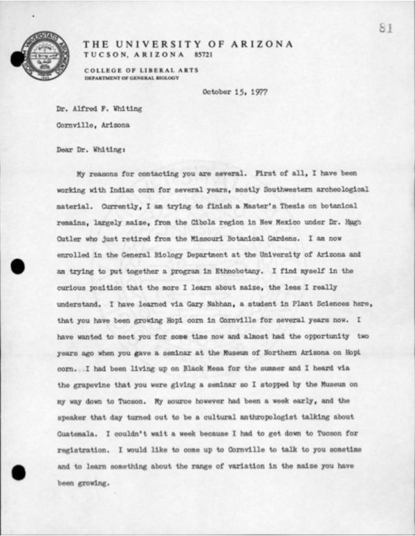 (PDF) Letter to Alfred Whiting, 1977
