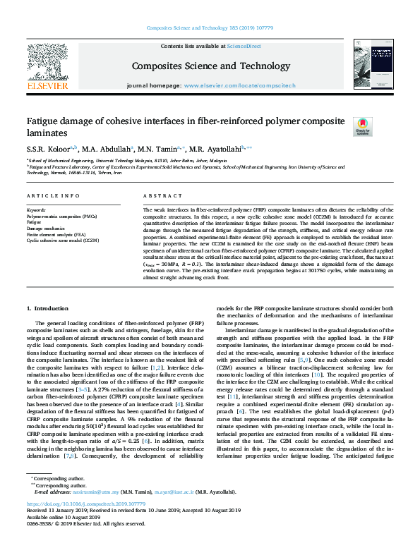 (PDF) Fatigue damage of cohesive interfaces in fiber-reinforced polymer ...