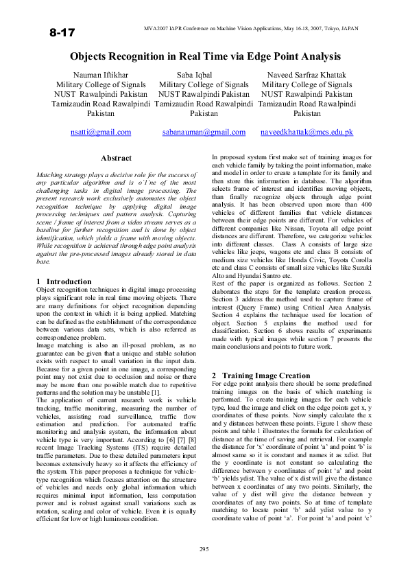 (PDF) Object Recognition in Real Time via Edge Point Analysis