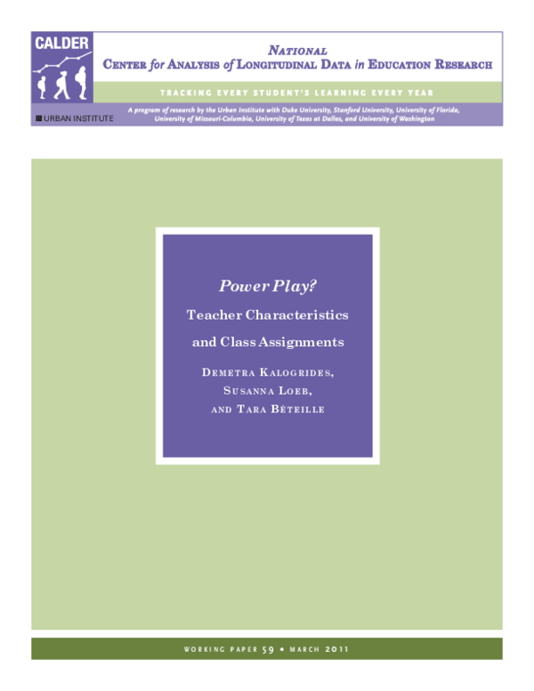 (PDF) Power Play? Teacher Characteristics and Class Assignments