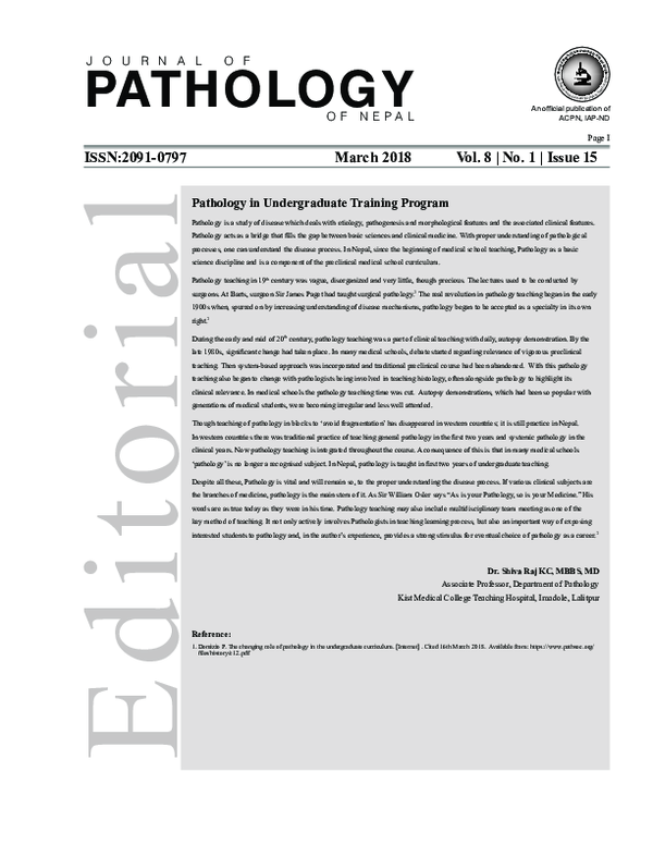 (PDF) Pathology in Undergraduate Training Program