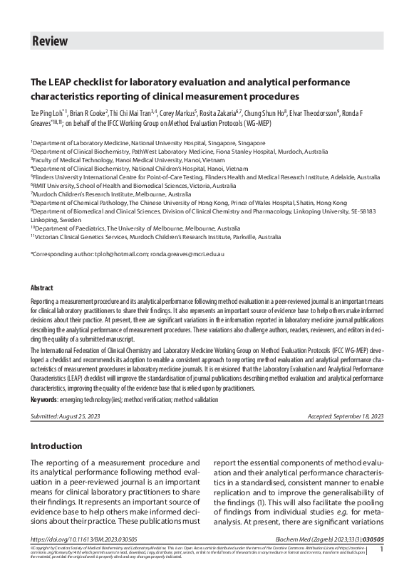 (PDF) The LEAP checklist for laboratory evaluation and analytical ...