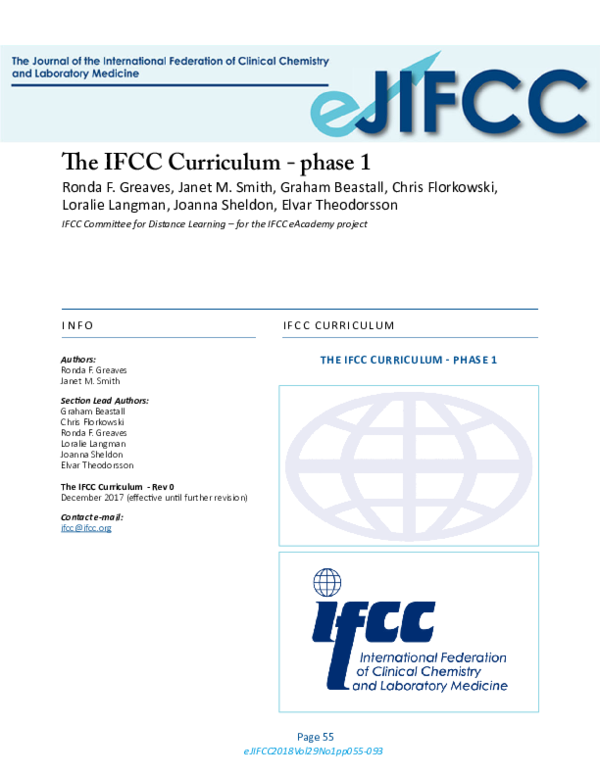 (PDF) The IFCC Curriculum - phase 1