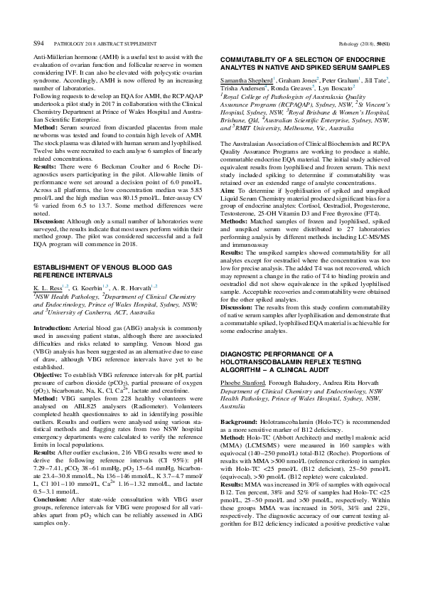 (PDF) Commutability of a selection of endocrine analytes in native and ...