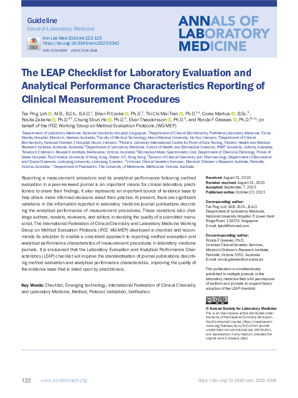 (PDF) The LEAP checklist for laboratory evaluation and analytical ...