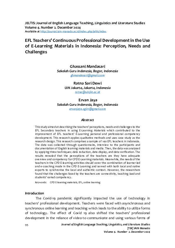 (PDF) EFL Teachers’ Continuous Professional Development in the Use of E ...