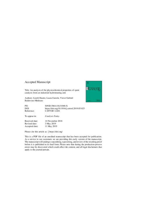 (PDF) An analysis of the physicochemical properties of spent catalysts ...