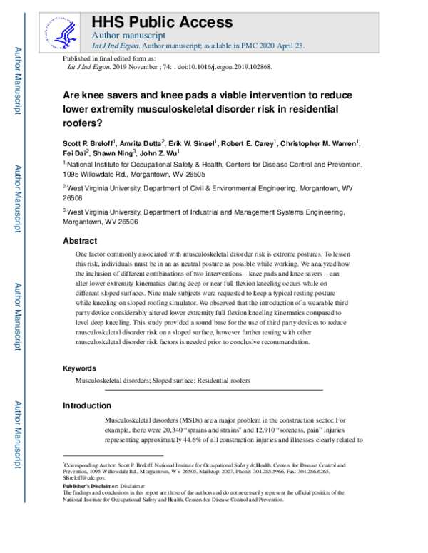 (PDF) Are knee savers and knee pads a viable intervention to reduce ...
