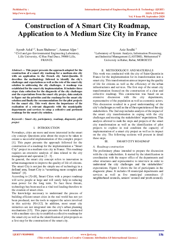 (PDF) Construction of A Smart City Roadmap, Application to A Medium ...