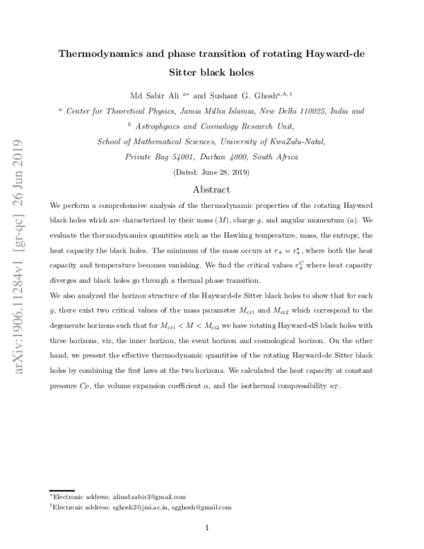 (PDF) Thermodynamics and phase transition of rotating regular-de Sitter black holes
