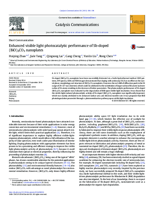 (PDF) Enhanced visible-light photocatalytic performances of Ag3PO4 surface-modified with small ...