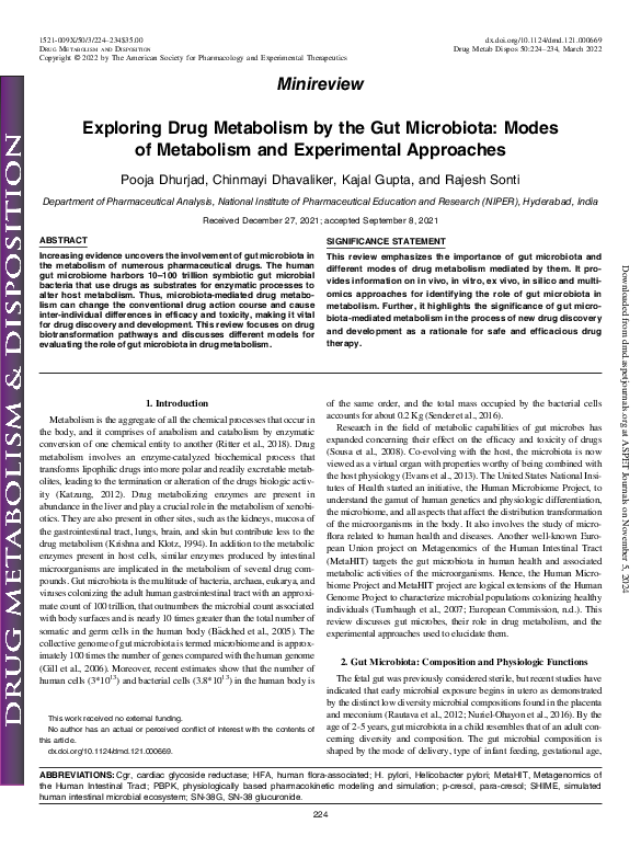 (PDF) Exploring Drug Metabolism by the Gut Microbiota: Modes of Metabolism and Experimental ...