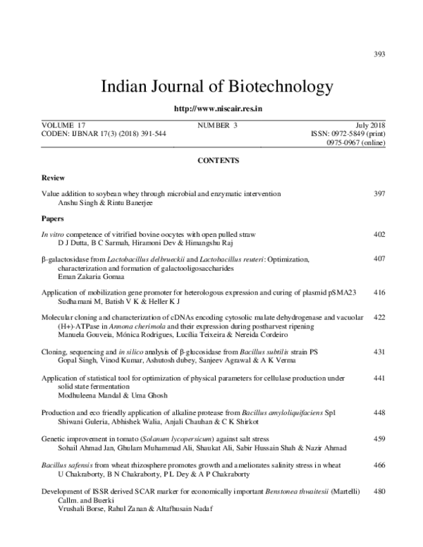 Pdf Value Addition To Soybean Whey Through Microbial And Enzymatic Intervention