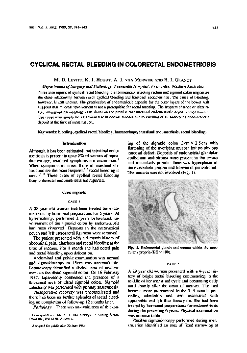 (PDF) Cyclical Rectal Bleeding in Colorectal Endometriosis
