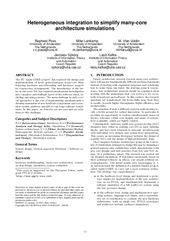 (PDF) Heterogeneous integration to simplify many-core architecture ...