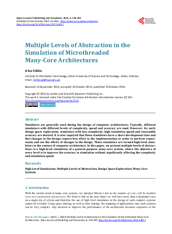 Pdf Multiple Levels Of Abstraction In The Simulation Of Microthreaded