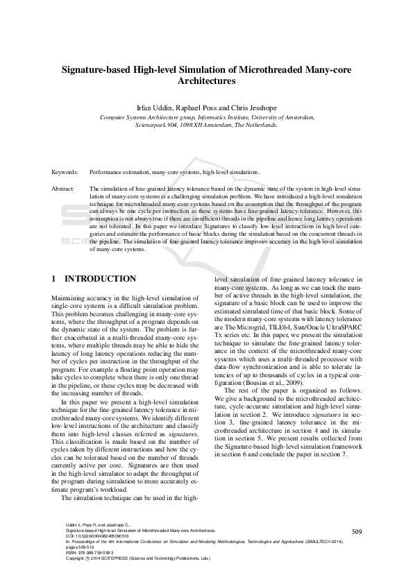 (PDF) Signature-based High-level Simulation of Microthreaded Many-core Architectures | Dr. irfan ...