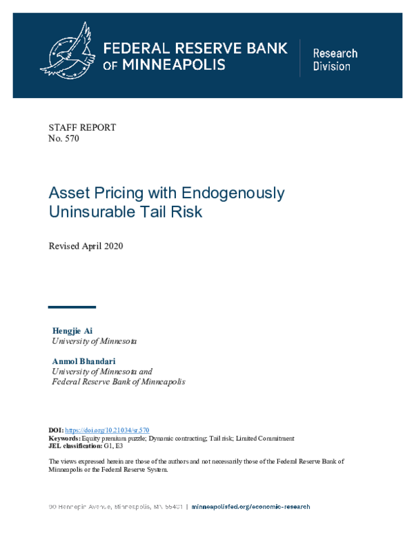 (PDF) Asset Pricing with Endogenously Uninsurable Tail Risk | anmol ...