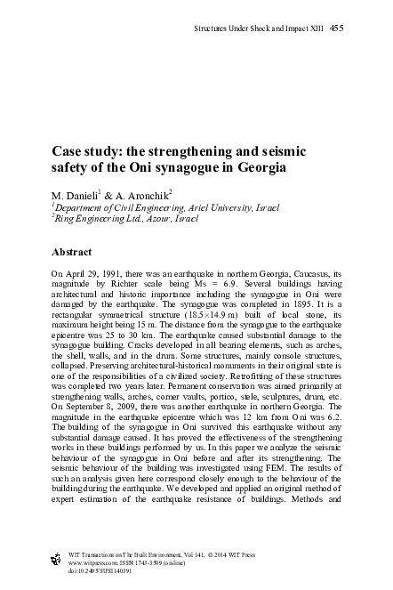 (PDF) Case study: the strengthening and seismic safety of the Oni ...