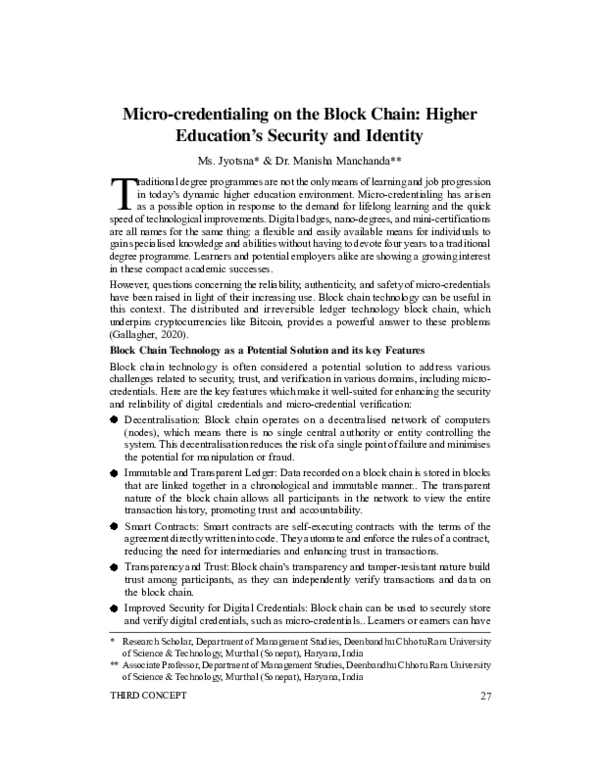 (PDF) Microcredentials in higher education