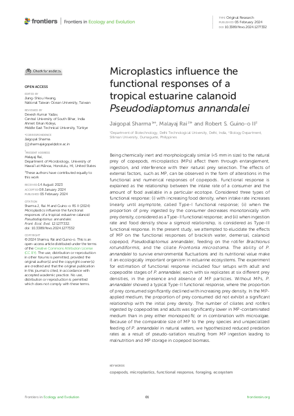 (PDF) Microplastics influence the functional responses of a tropical ...