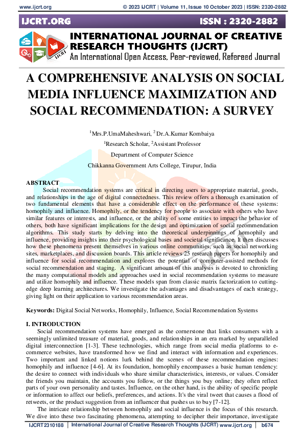 Pdf A Comprehensive Analysis On Social Media Influence Maximization