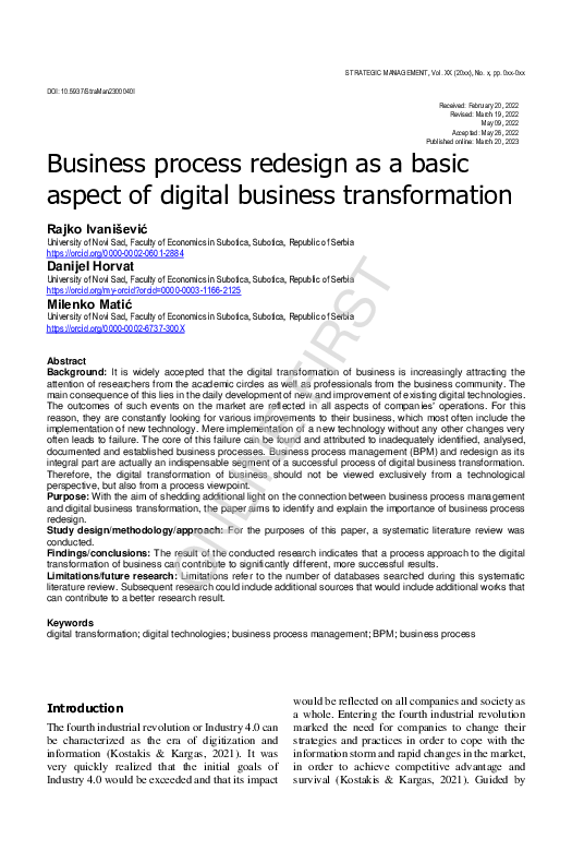 (PDF) Business process redesign as a basic aspect of digital business ...