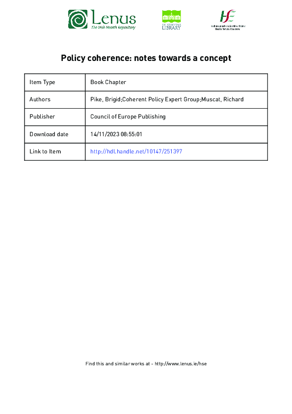 (PDF) Policy coherence: notes towards a concept